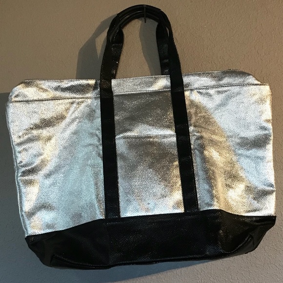 PINK Victoria's Secret | Bags | Silver And Black Victorias Secret Large ...